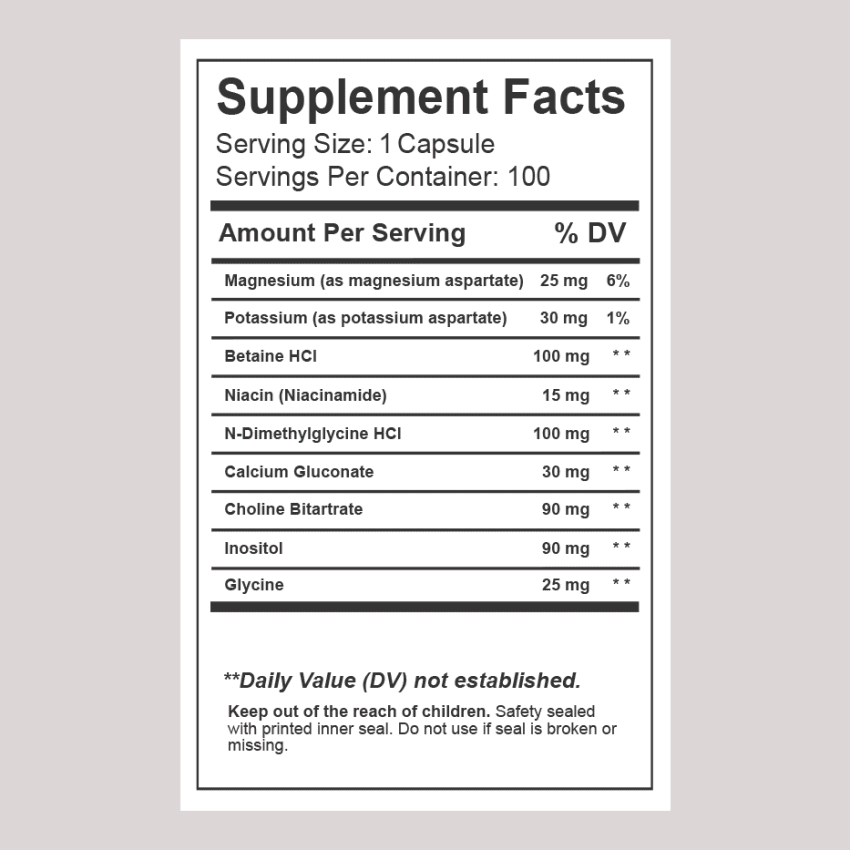 B15 DMG Complex Pangamic Acid - Natura Nutritional Center